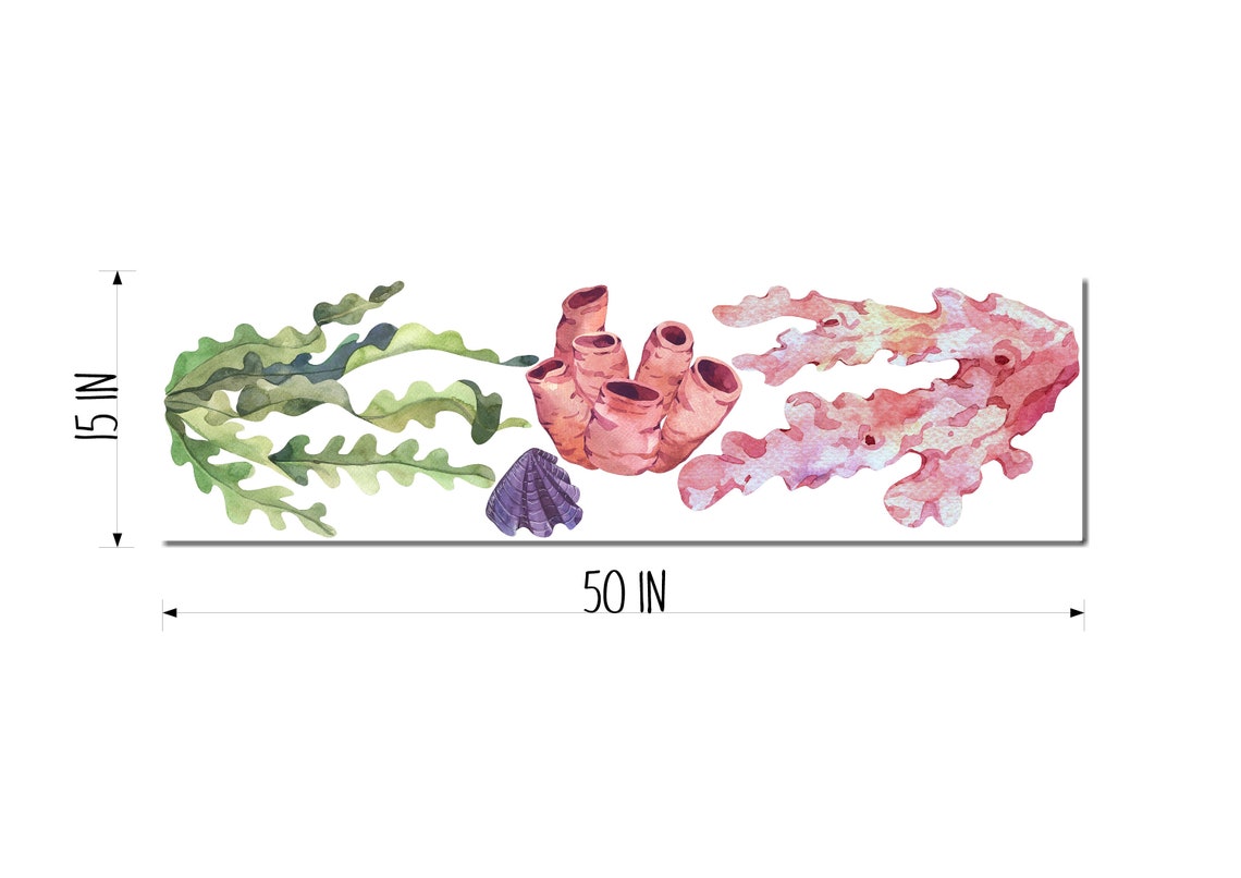 Seaweed & Coral #2 Fabric Wall Decal Set of 9 | Ocean Nursery Decor ...