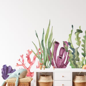 Seaweed & Coral Fabric Wall Decal Set of 9 | Ocean Nursery Decor | Sea ...