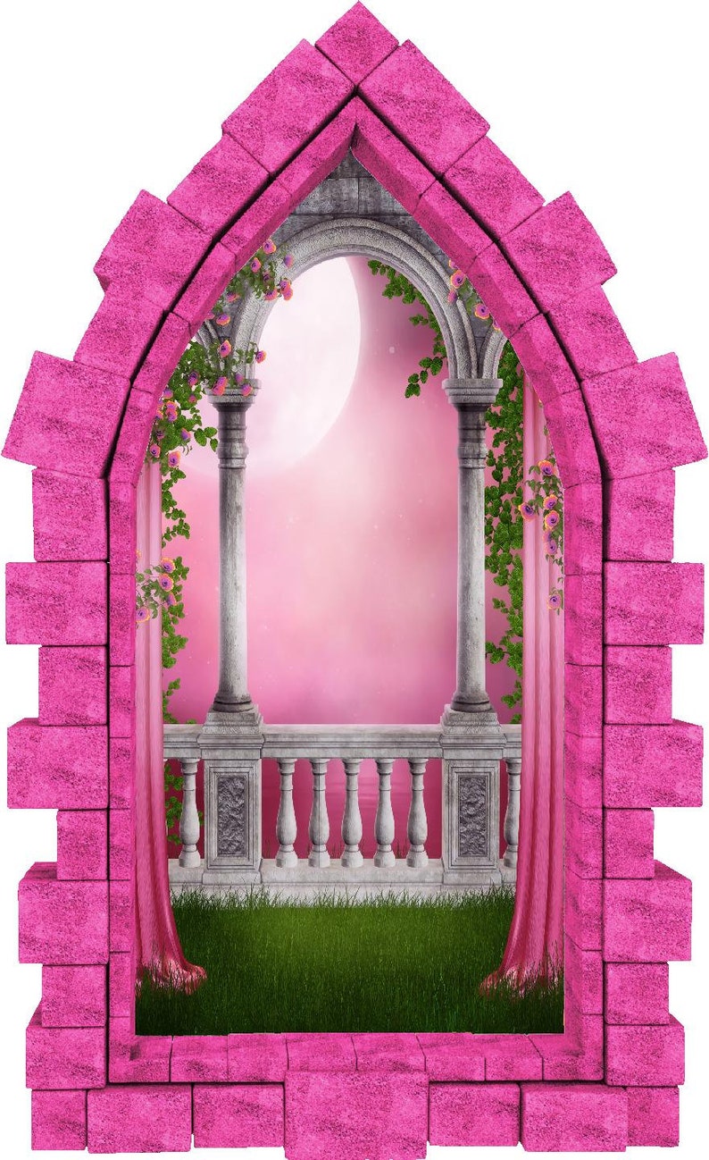 Fairy Tale Princess Balcony Castle Window 3D Wall Decal for Girl ...
