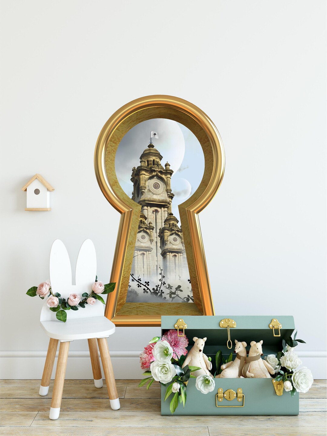 3D Keyhole Fabric Wall Decal - Wonderland Palace of Clubs - Removable ...