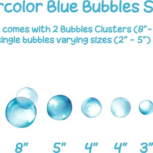 Watercolor Blue Bubbles #2 Wall Decal Set Ocean Sea Life Removable ...