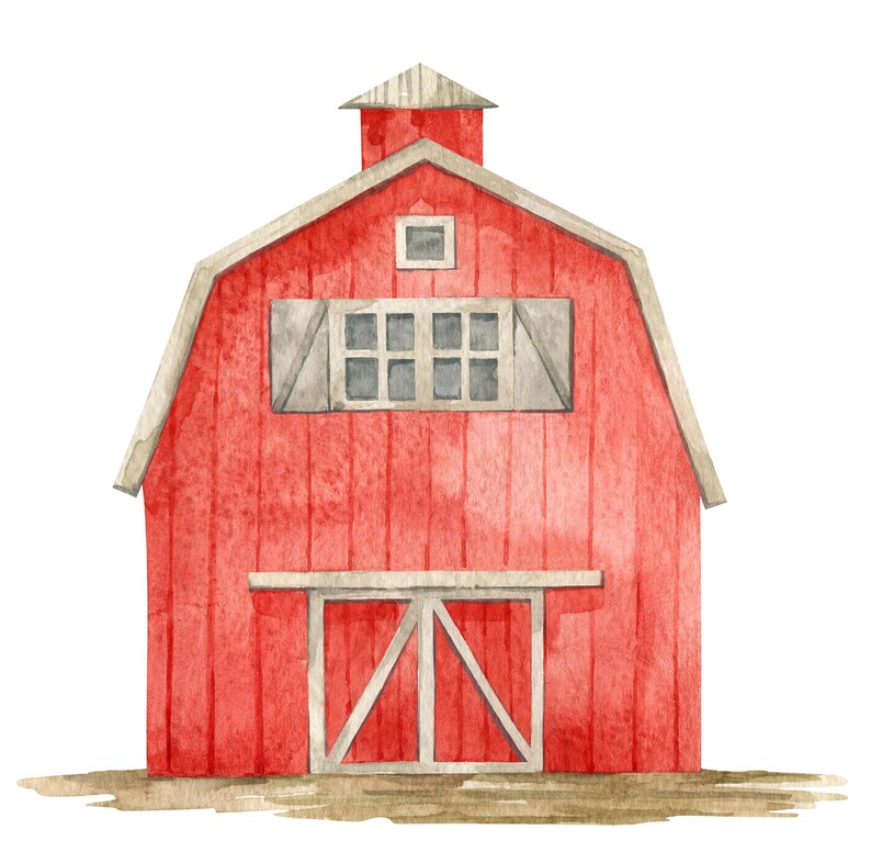 Red Barn Farm Wall Decal Watercolor Barn Removable Fabric Wall - Etsy