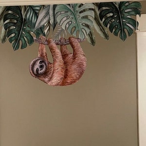 Sloth #1 Wall Decal Tropical Rain Forest Animal Wall Sticker Sloth on ...