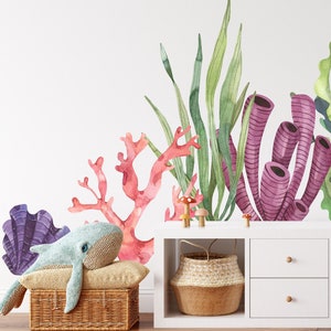 Seaweed & Coral Fabric Wall Decal Set of 9 | Ocean Nursery Decor | Sea ...