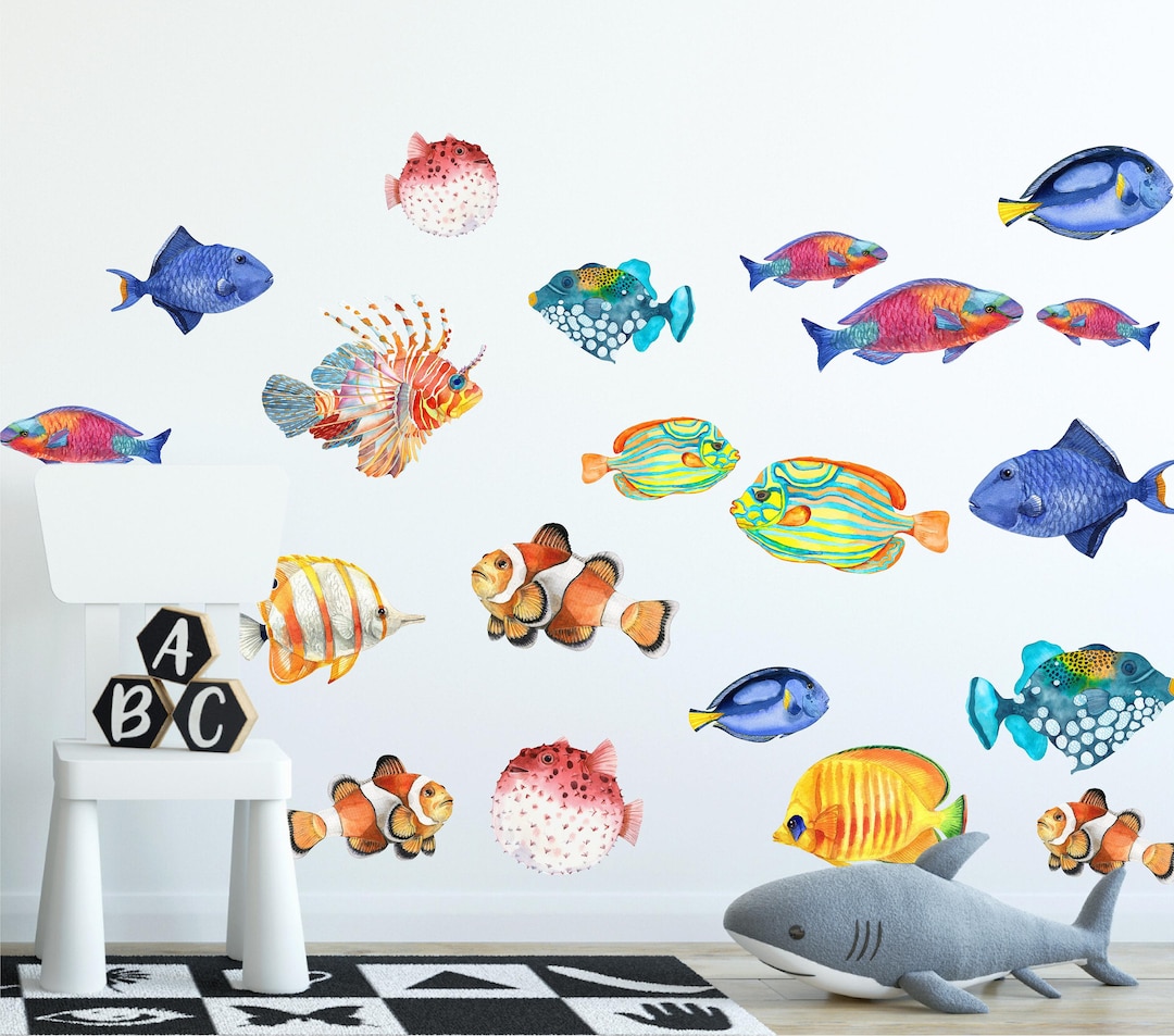 Tropical Fish Wall Decal Set • Colorful Fishes • Ocean Fish Wall ...
