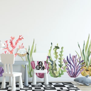 Seaweed & Coral Fabric Wall Decal Set of 9 | Ocean Nursery Decor | Sea ...