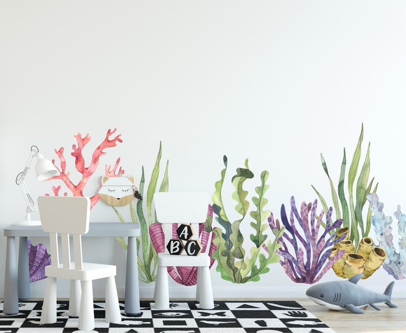 Seaweed & Coral Fabric Wall Decal Set of 9 | Ocean Nursery Decor | Sea ...