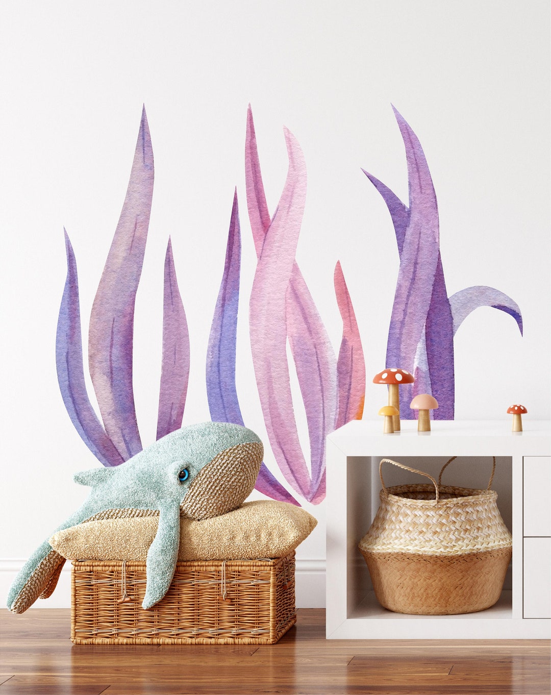 Purple Seaweed Set of 3 Wall Decal Ocean Sea Life Removable Fabric Wall ...