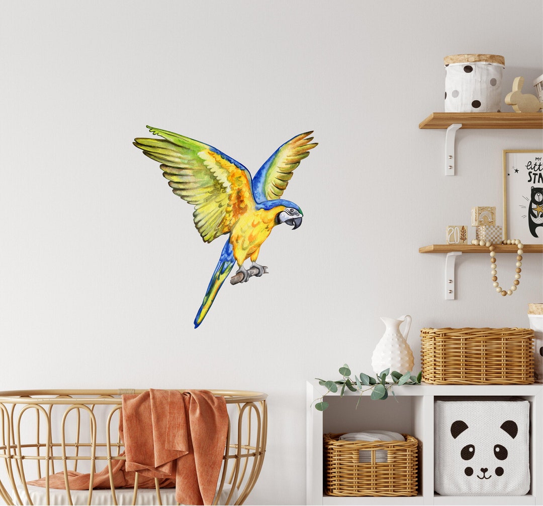 Blue Gold Macaw Parrot #2 Wall Decal Removable Fabric Wall Sticker - Etsy