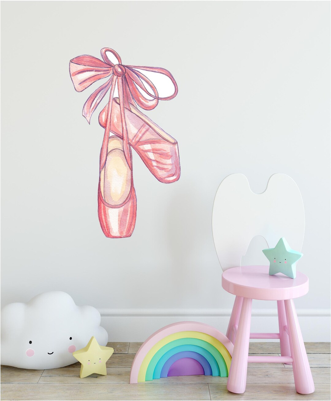 Pink Ballet Slippers Wall Decal Sticker Ballerina Dance Shoes Nursery ...