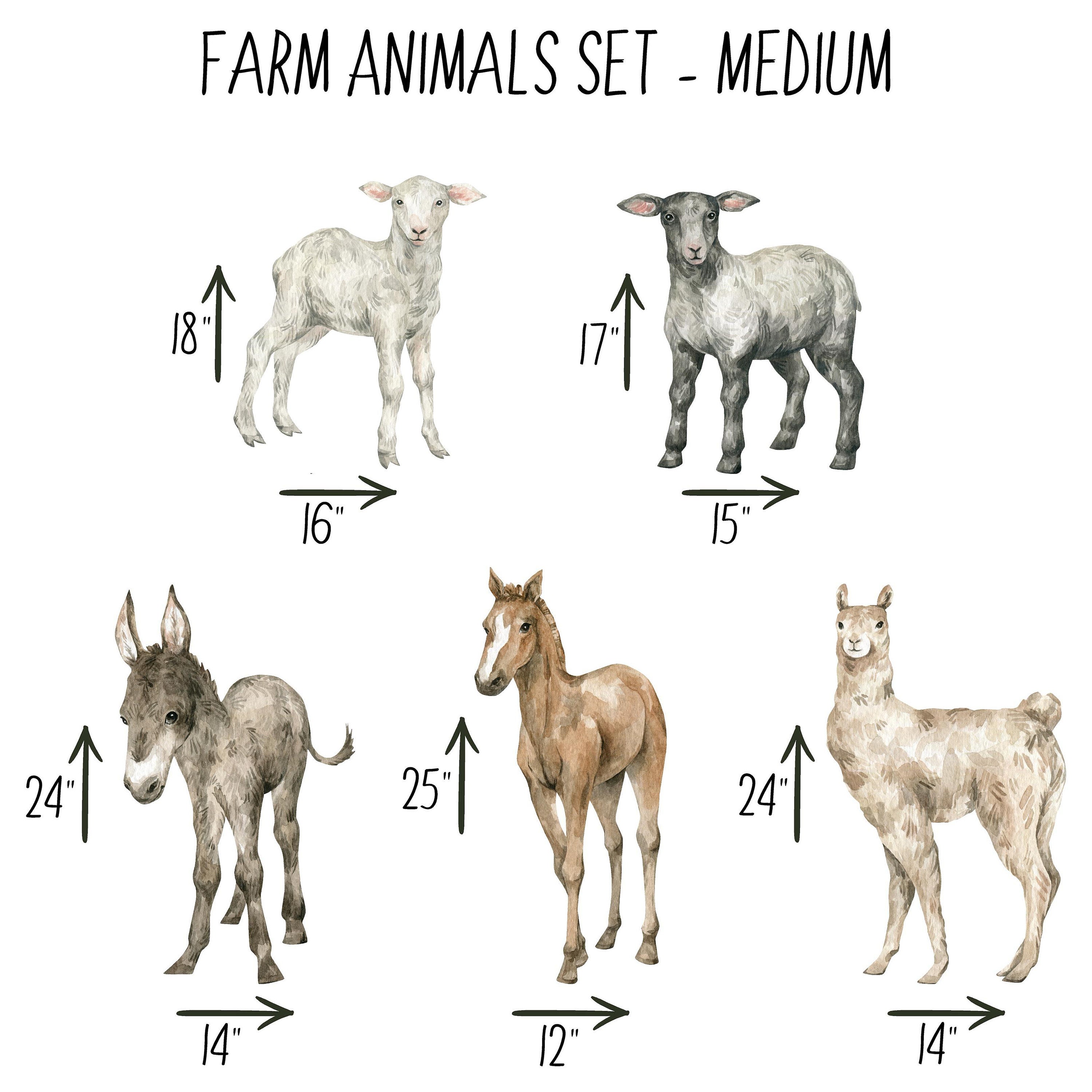 Farm Animals Set 1 Wall Decal Watercolor Removable Fabric - Etsy