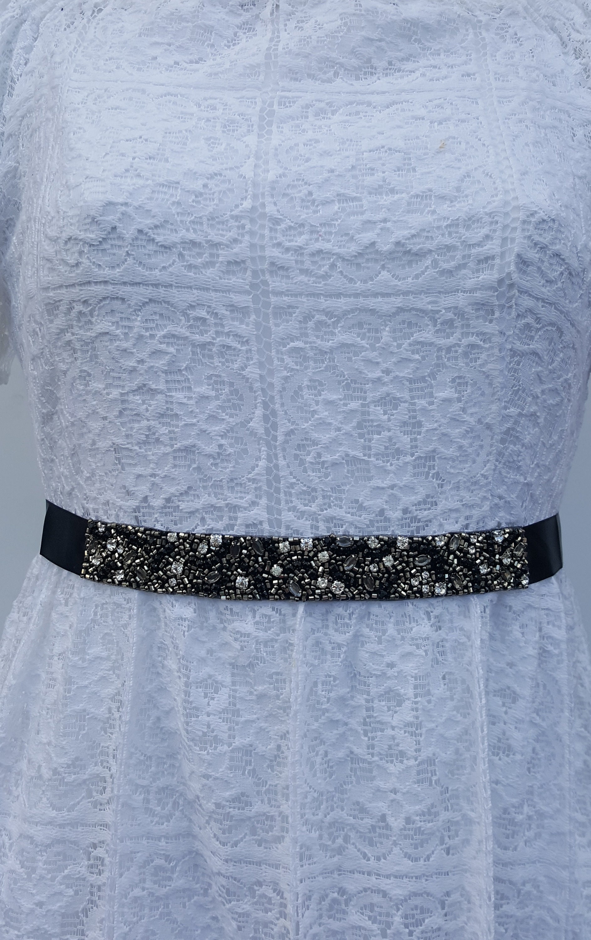 Crystal Bridal Bridesmaid Waist Belt Wedding Prom Dress Sash on Black ...