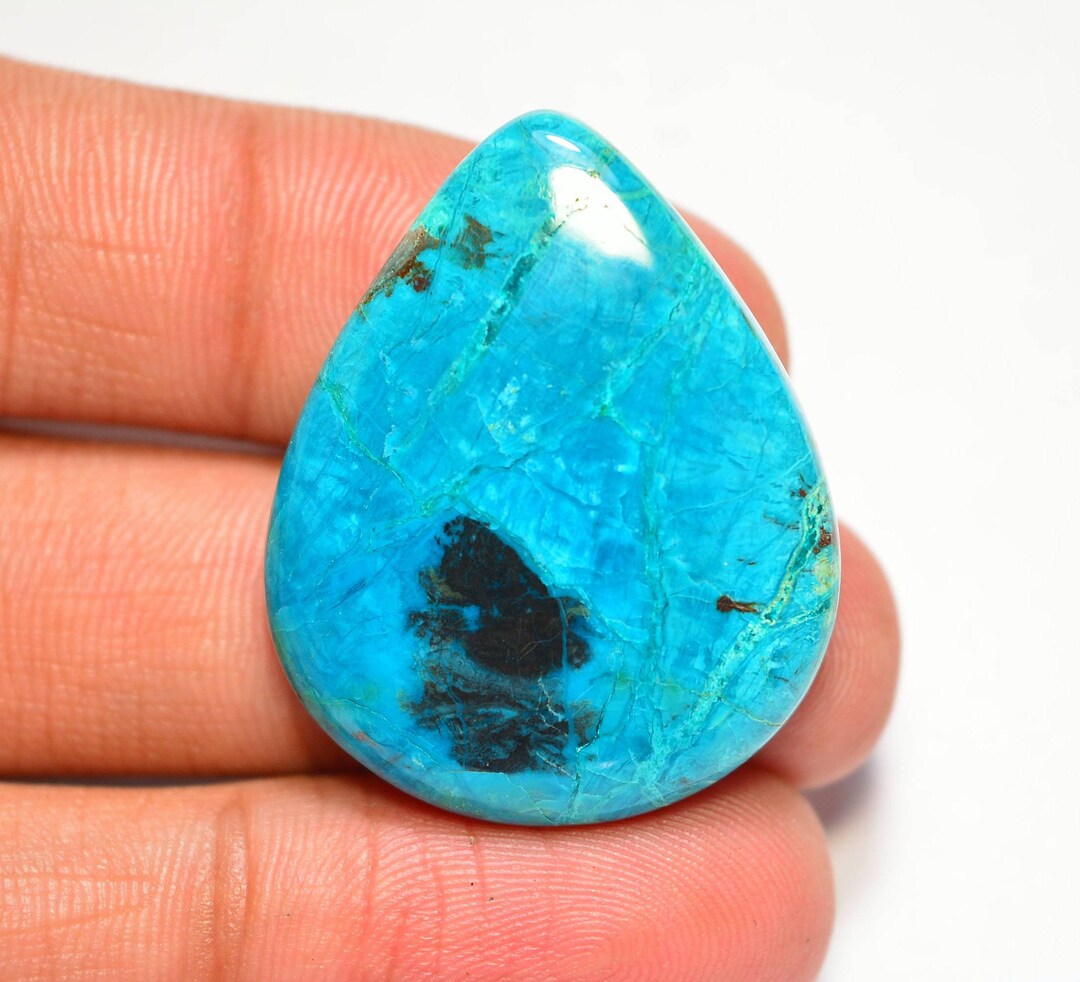 Peruvian Chrysocolla Cabochon...pear Cabochon...33x26x6 Mm...40 Cts ...