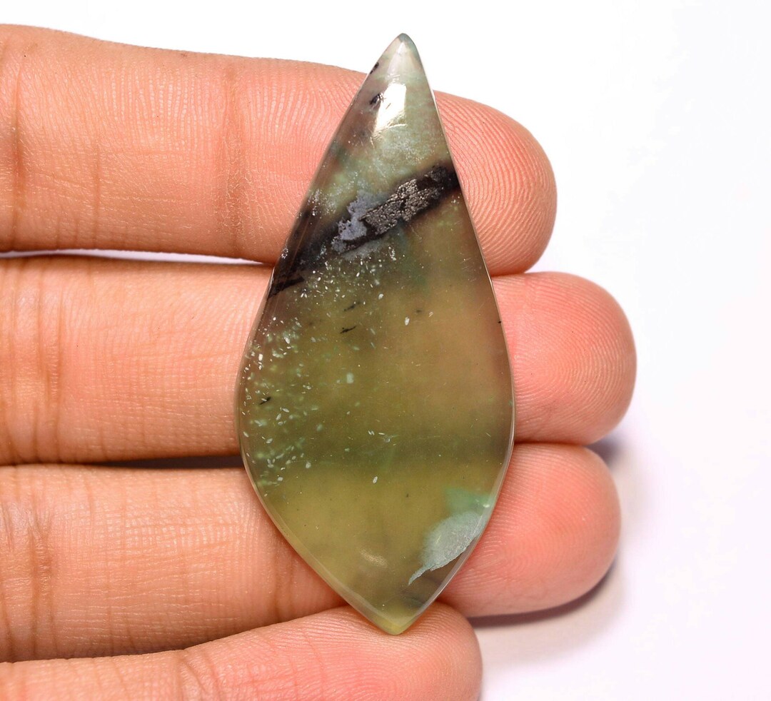Green Serpentine Cabochon...free Form Cabochon...48x22x4 Mm...31 Cts ...