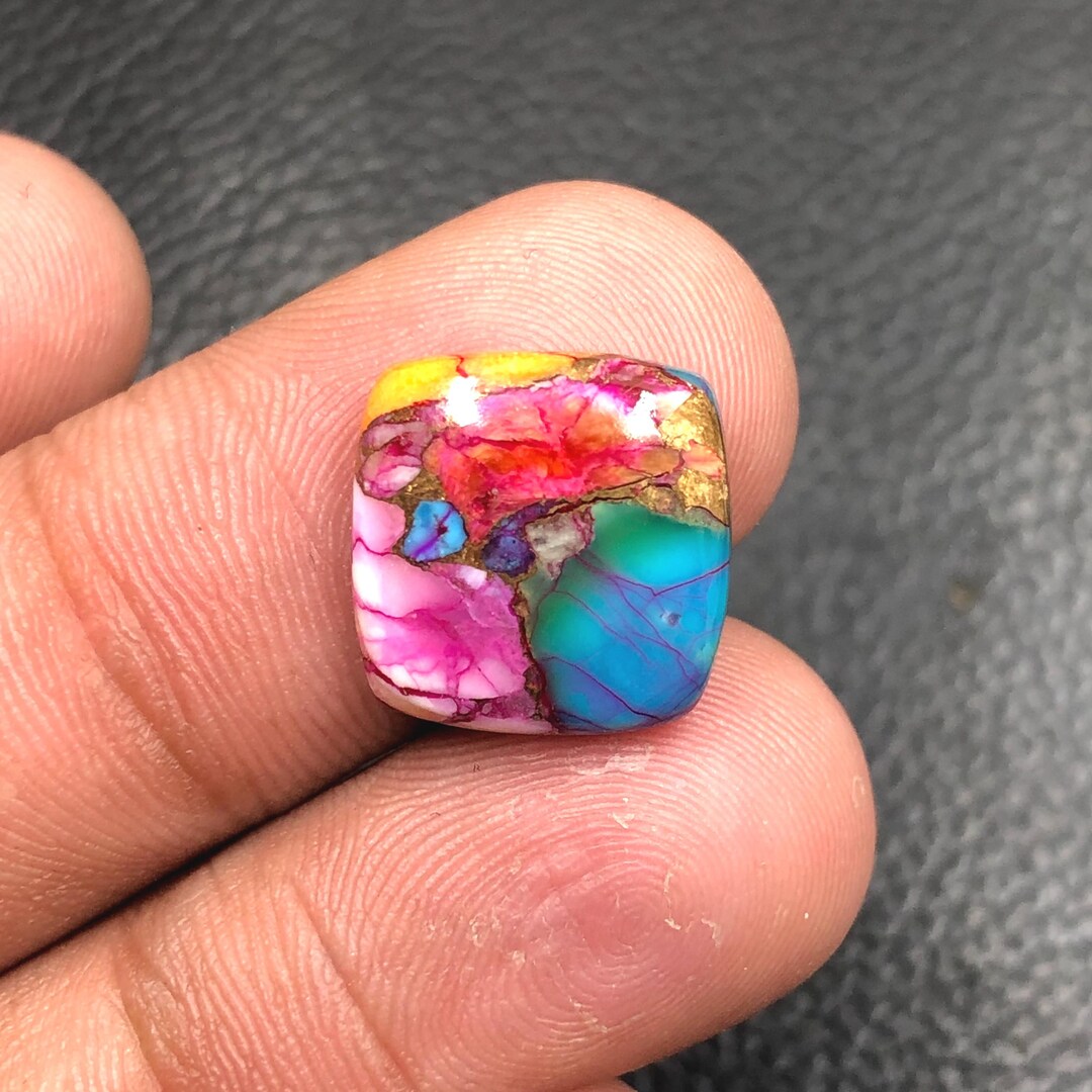 Pink Mohave Turquoise With Spiny Oyster Cabochon... Cushion Cabochon ...