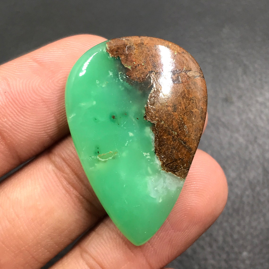 Bi Colour Chrysoprase Cabochon.. Bio Chrysoprase Cabochon...pear ...