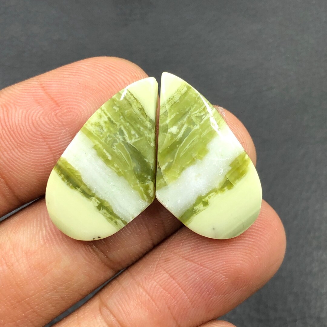 Serpentine Pair Cabochon...freeform Cabochon...24x14x4 Mm...18 Cts...a# ...