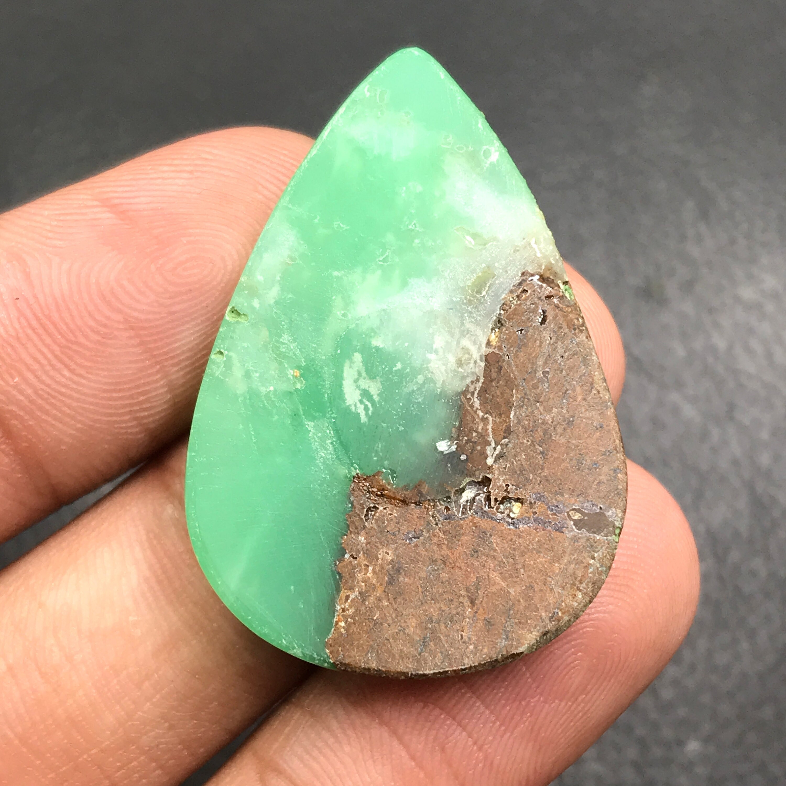 Bi Colour Chrysoprase Cabochon.. Bio Chrysoprase Cabochon...pear ...