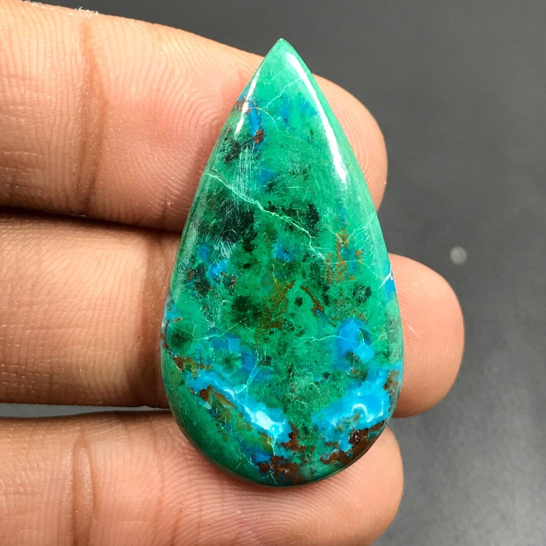 Australian Parrot Wing Chrysocolla Cabochon...oval Cabochon...36x20x5 ...