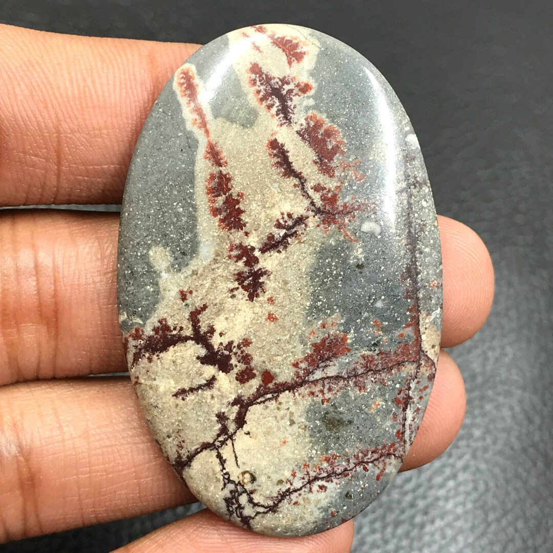 Sonora Dendritic Rhyolite Cabochon.. Oval Cabochon.. 52x33x5mm.. 67cts ...