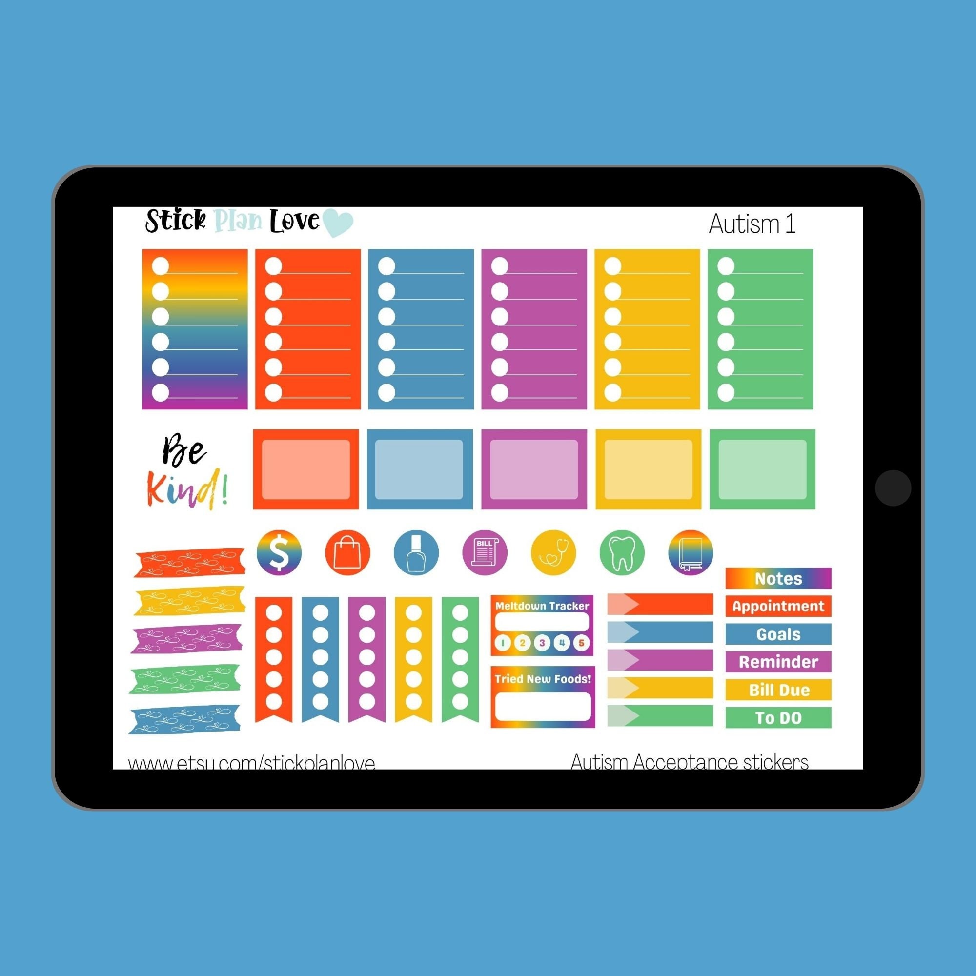 Autism Acceptance Planner Stickers, Autism Printable Planner Stickers ...