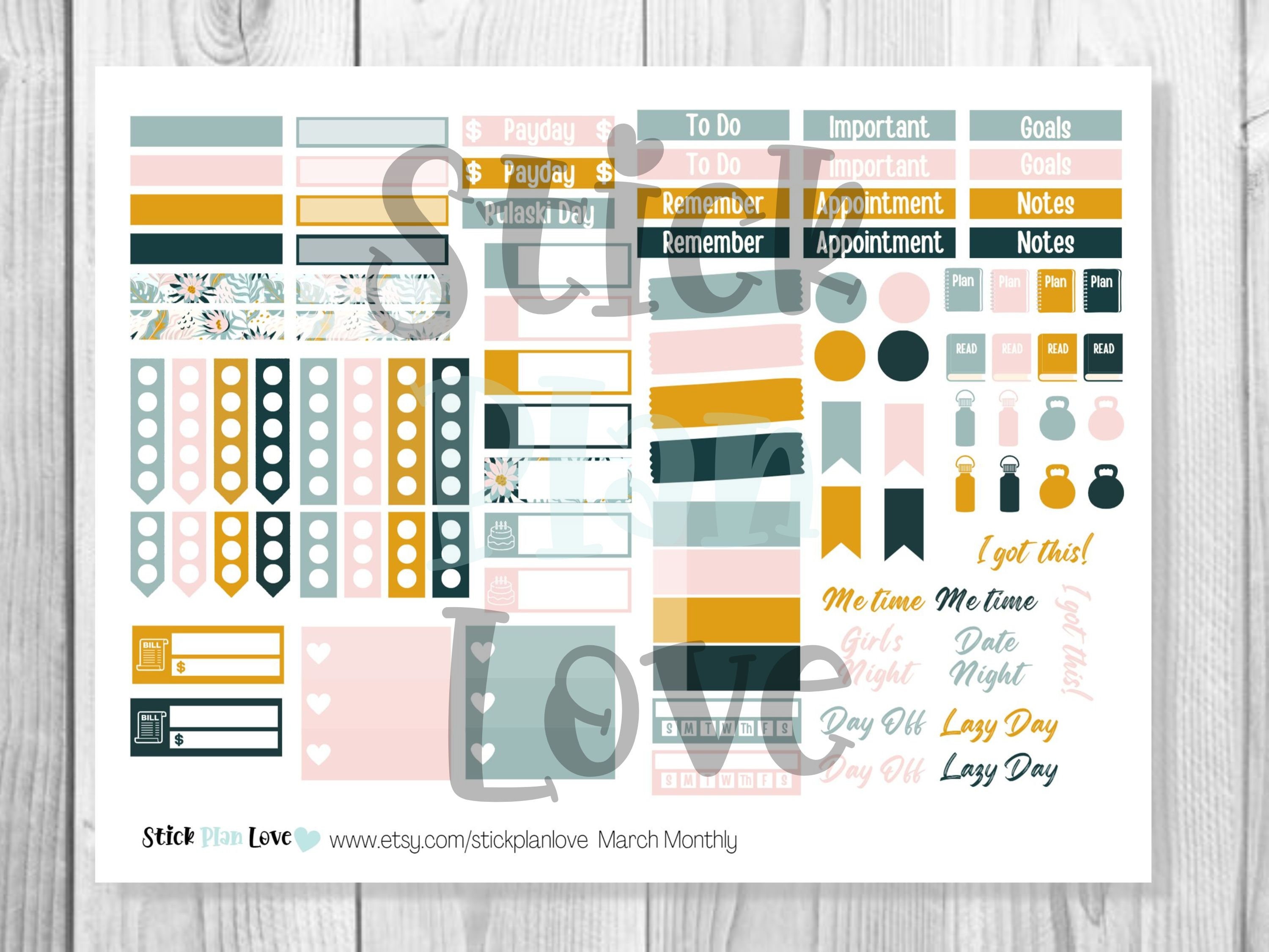 Printable March Monthly, Printable HP Stickers, Printable Stickers ...