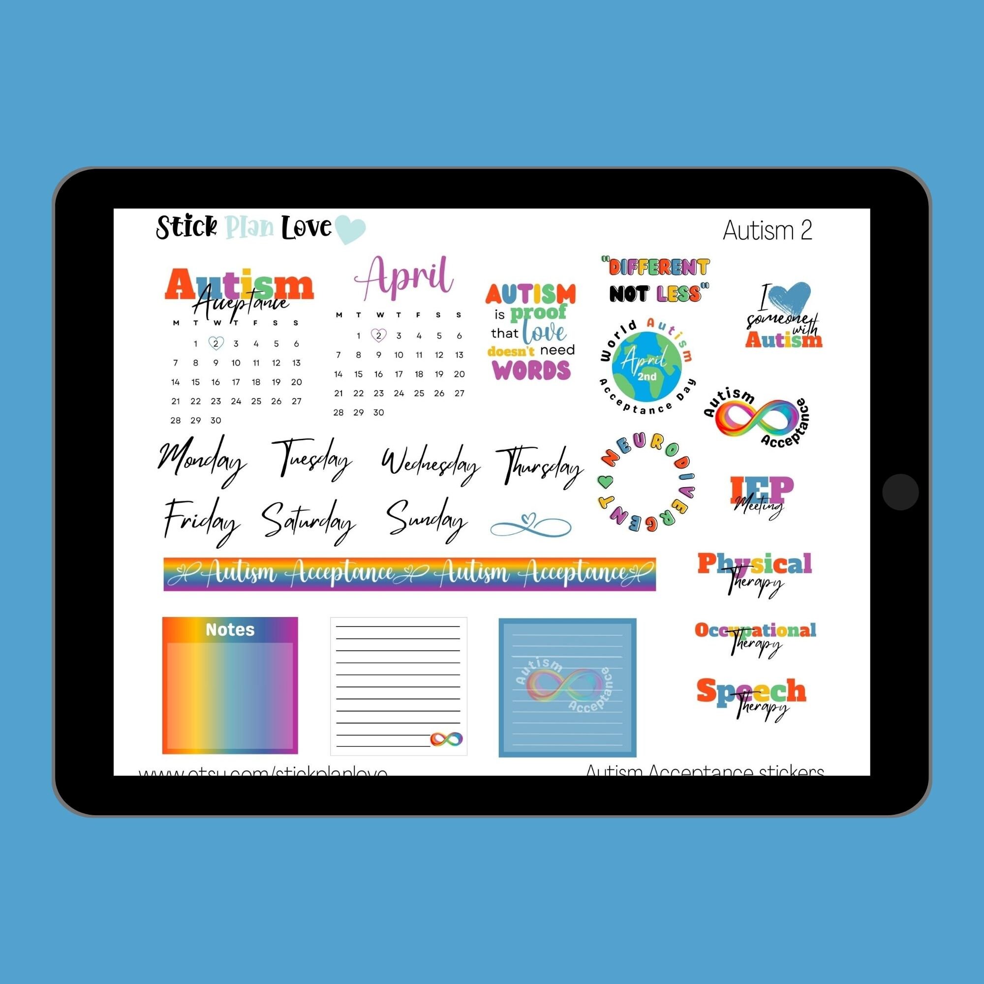 Autism Acceptance Planner Stickers, Autism Printable Planner Stickers ...
