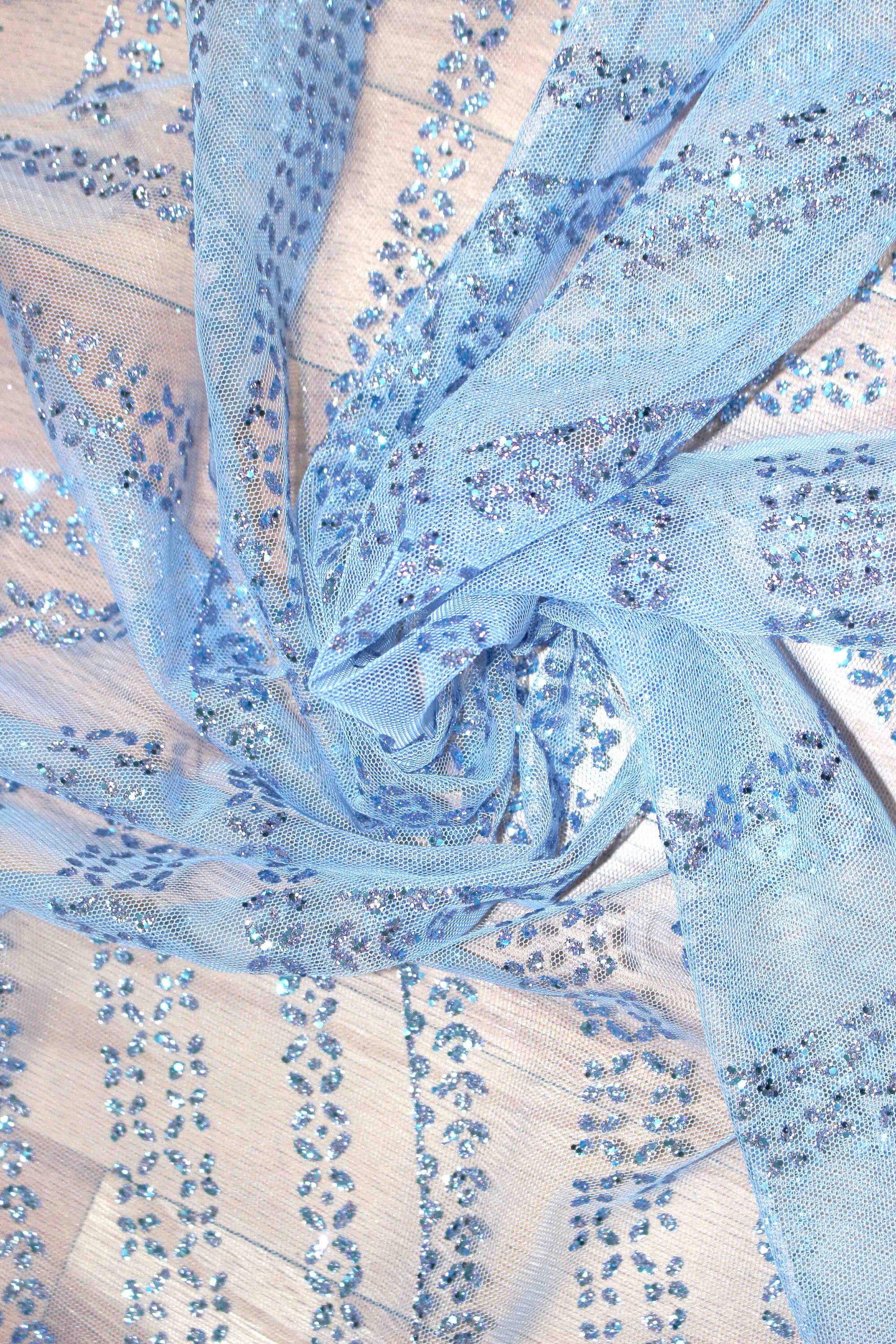 Fabric Mesh Net Light Blue With Glitter Polyester Mesh 56 Inches Wide ...