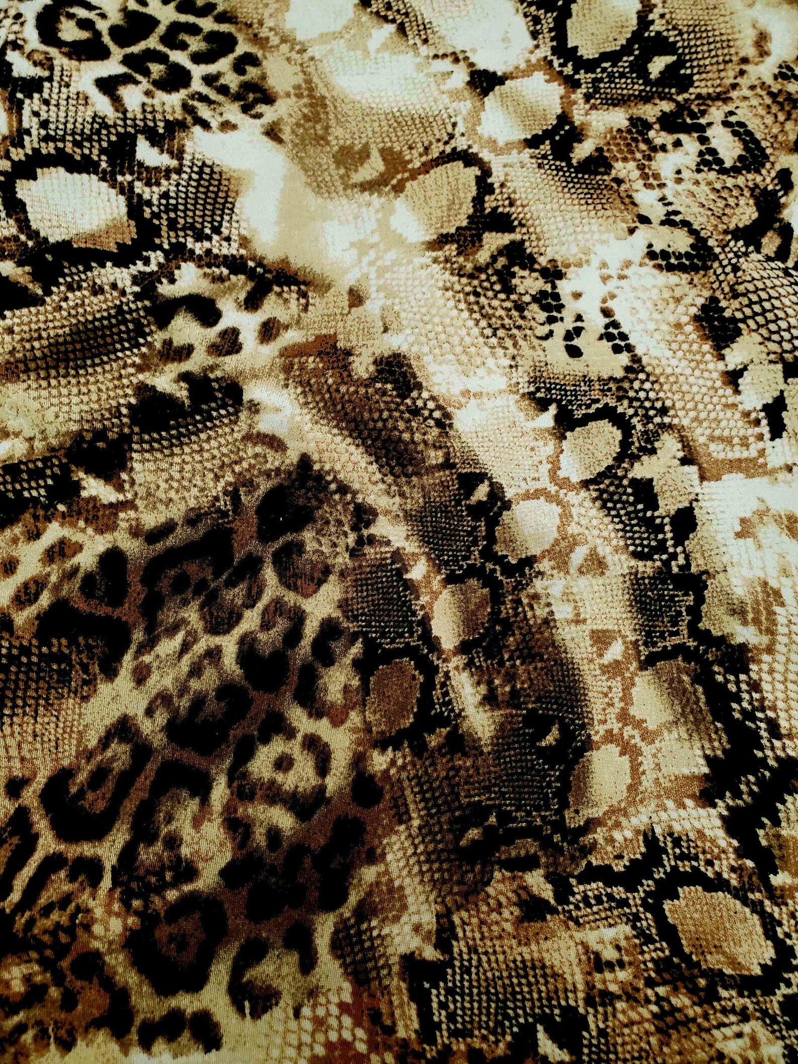 Fabric Snake Skin Print Brown Black Beige Soft Stretchy Spandex Fabric ...