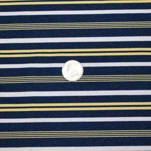 Fabric Stretch Stripe Print Navy Gold White Vintage Nylon Spandex 4 Way ...