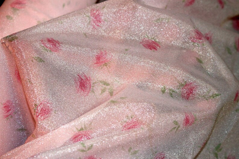 Fabric Stretch Semi Sheer Gliseinette Light Pink Pink Roses - Etsy