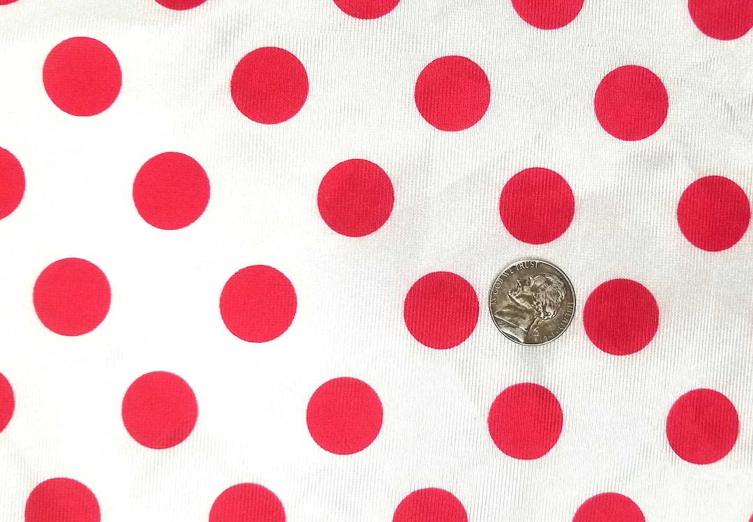 Fabric White Red Dot Red White Dot 3/4 Inch Polka Dot Soft/silky ...