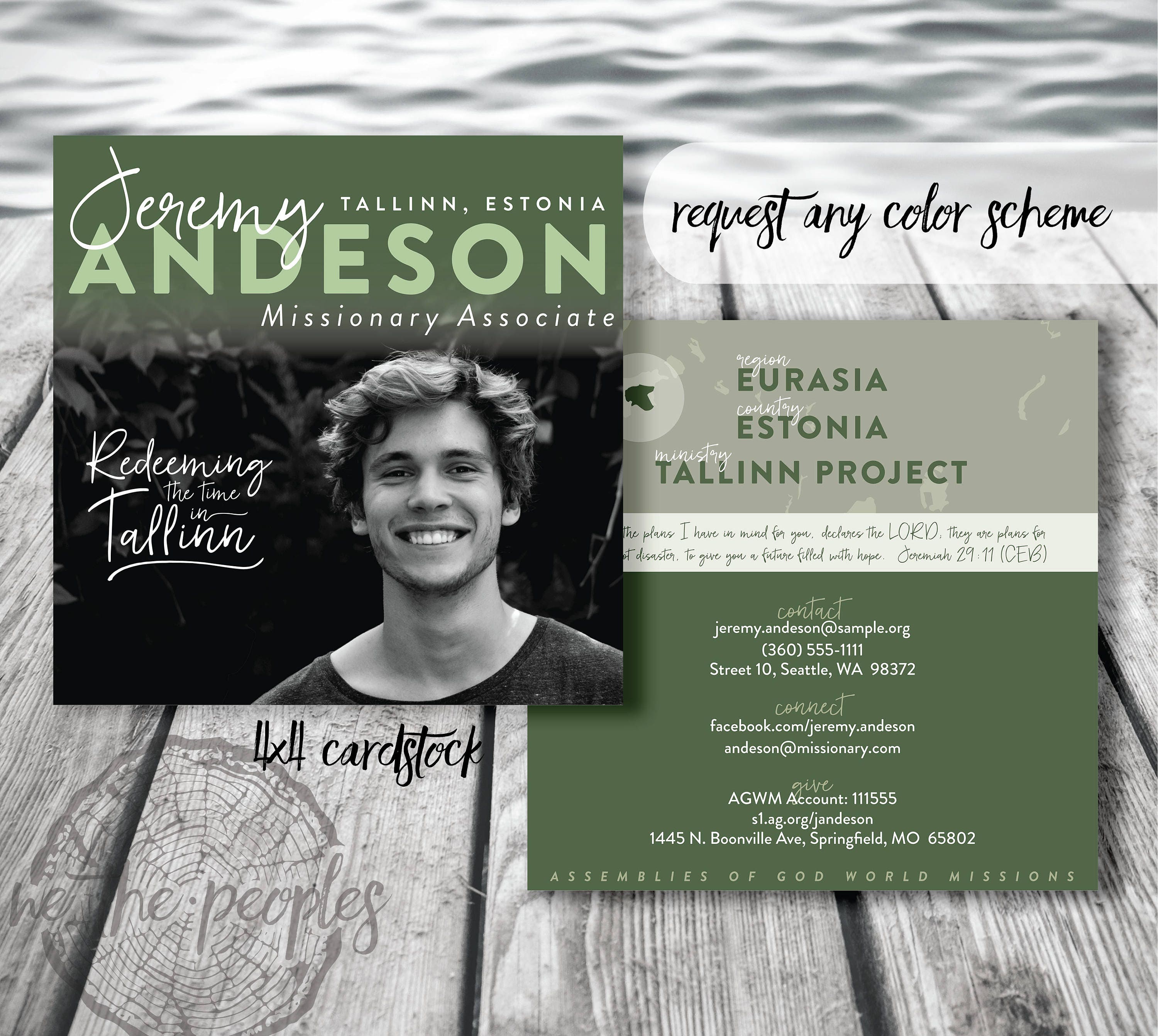 Photo Missionary Prayer Cards Missions Announcement Card 4 x 4 Square ...