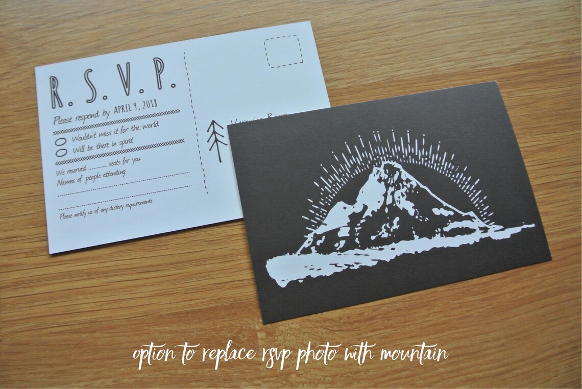 Print Rustic Mountain Wedding Invitation with RSVP | Etsy