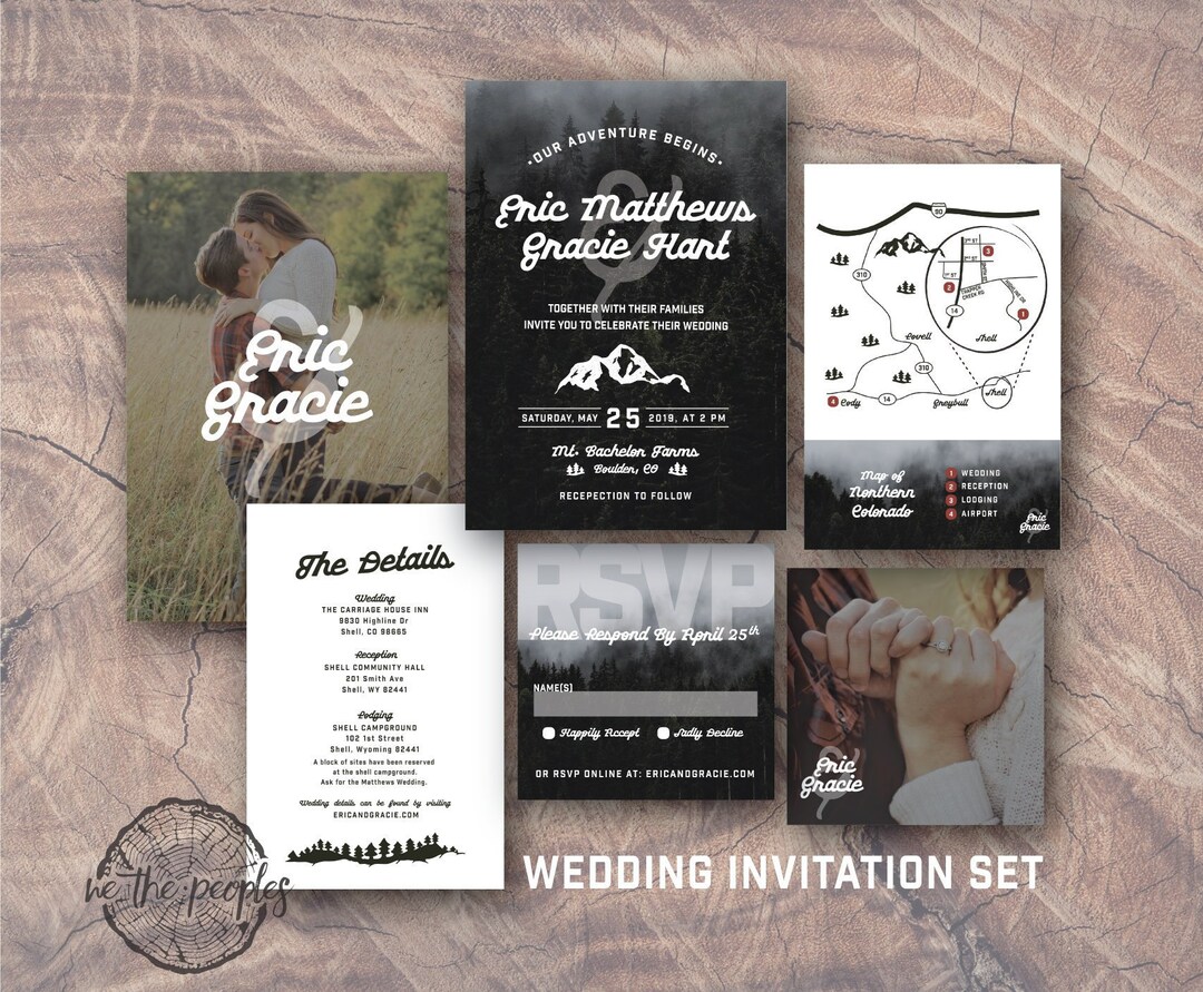 Rustic Outdoor Mountain Wedding Invitation Set (with Detail Card ...