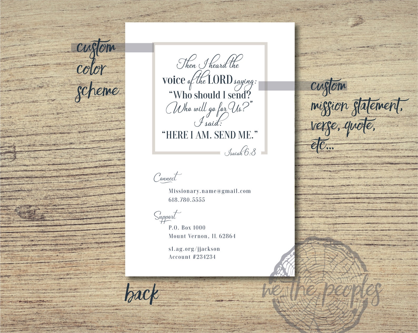 Classy Photo Missionary Prayer Cards Missions Announcement Card - 4 X 6 ...