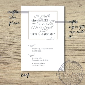 Classy Photo Missionary Prayer Cards Missions Announcement Card - 4 X 6 ...