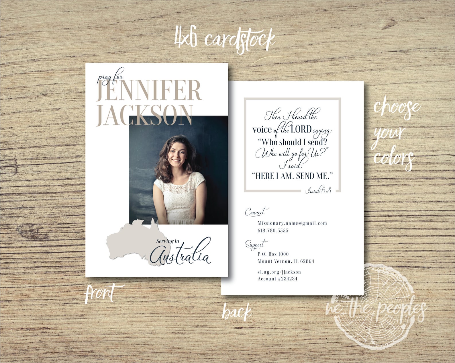 Classy Photo Missionary Prayer Cards Missions Announcement Card - 4 X 6 ...