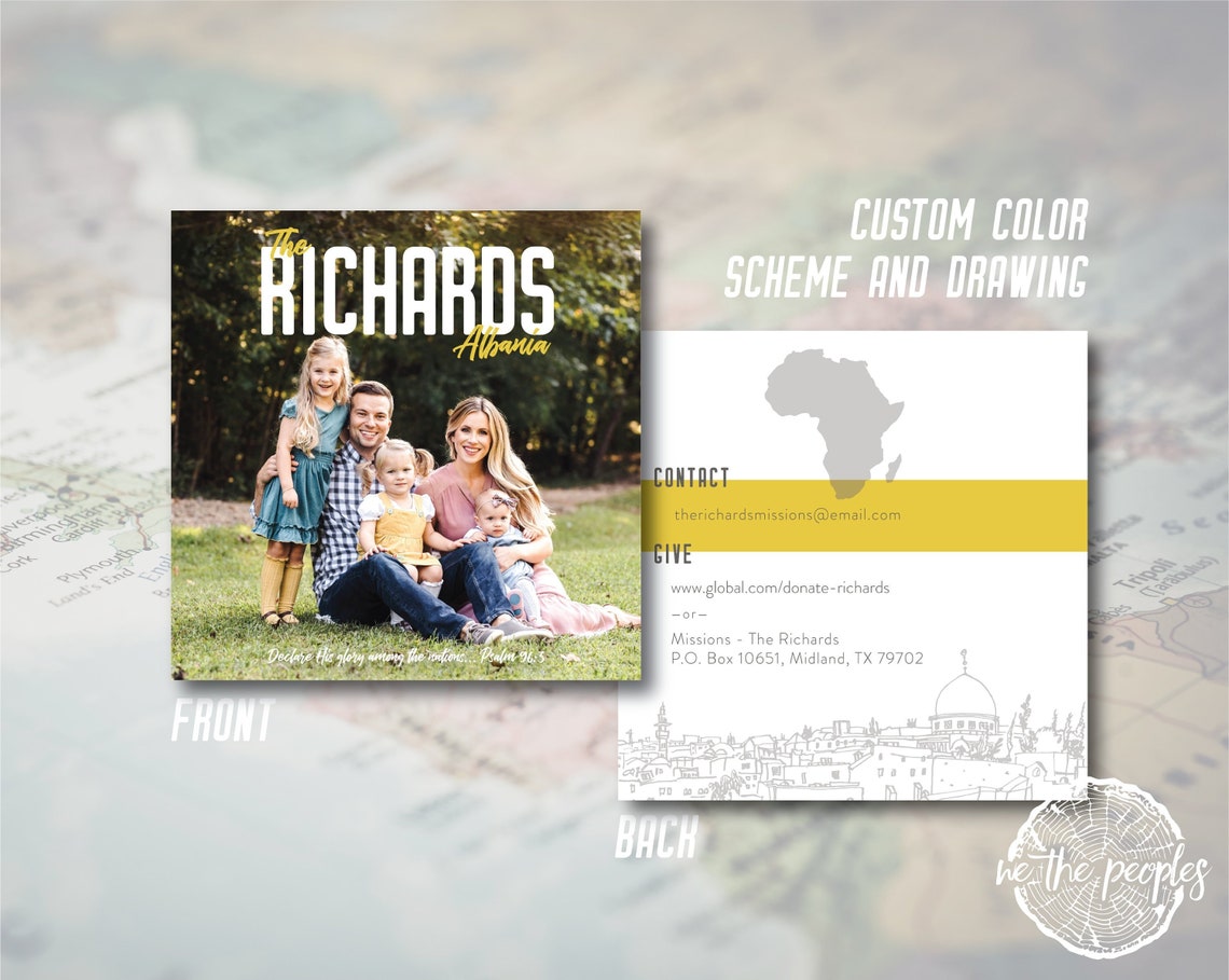 Photo Missionary Prayer Cards Missions Announcement Card - 4 X 4 Inch ...