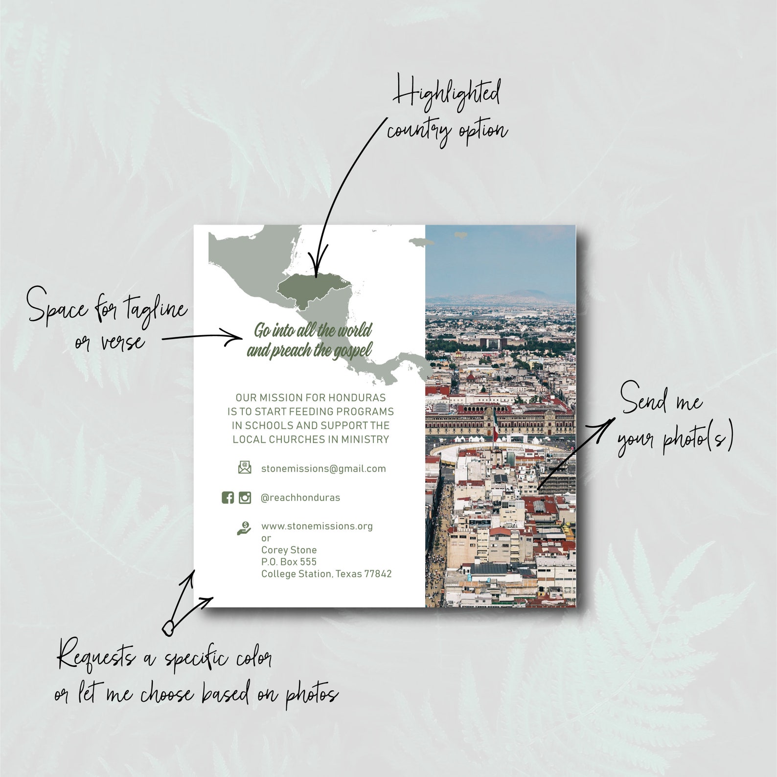 Photo Missionary Prayer Cards Missions Announcement Card- 4 X 4 Square ...