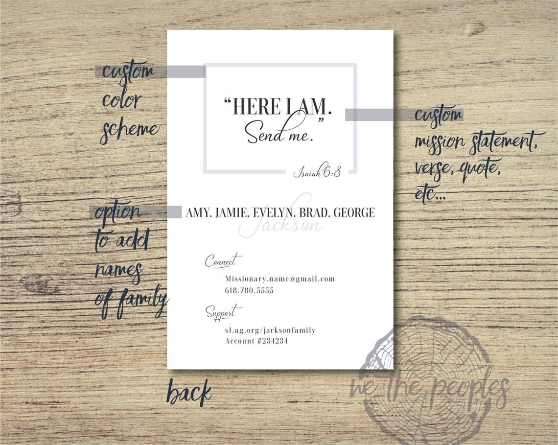 Classy Photo Missionary Prayer Cards Missions Announcement Card - 4 X 6 ...