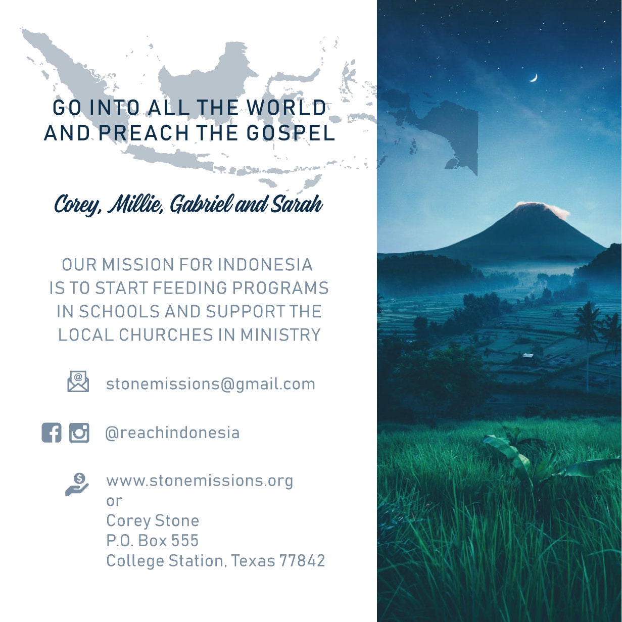 Photo Missionary Prayer Cards Missions Announcement Card- 4 X 4 Square ...