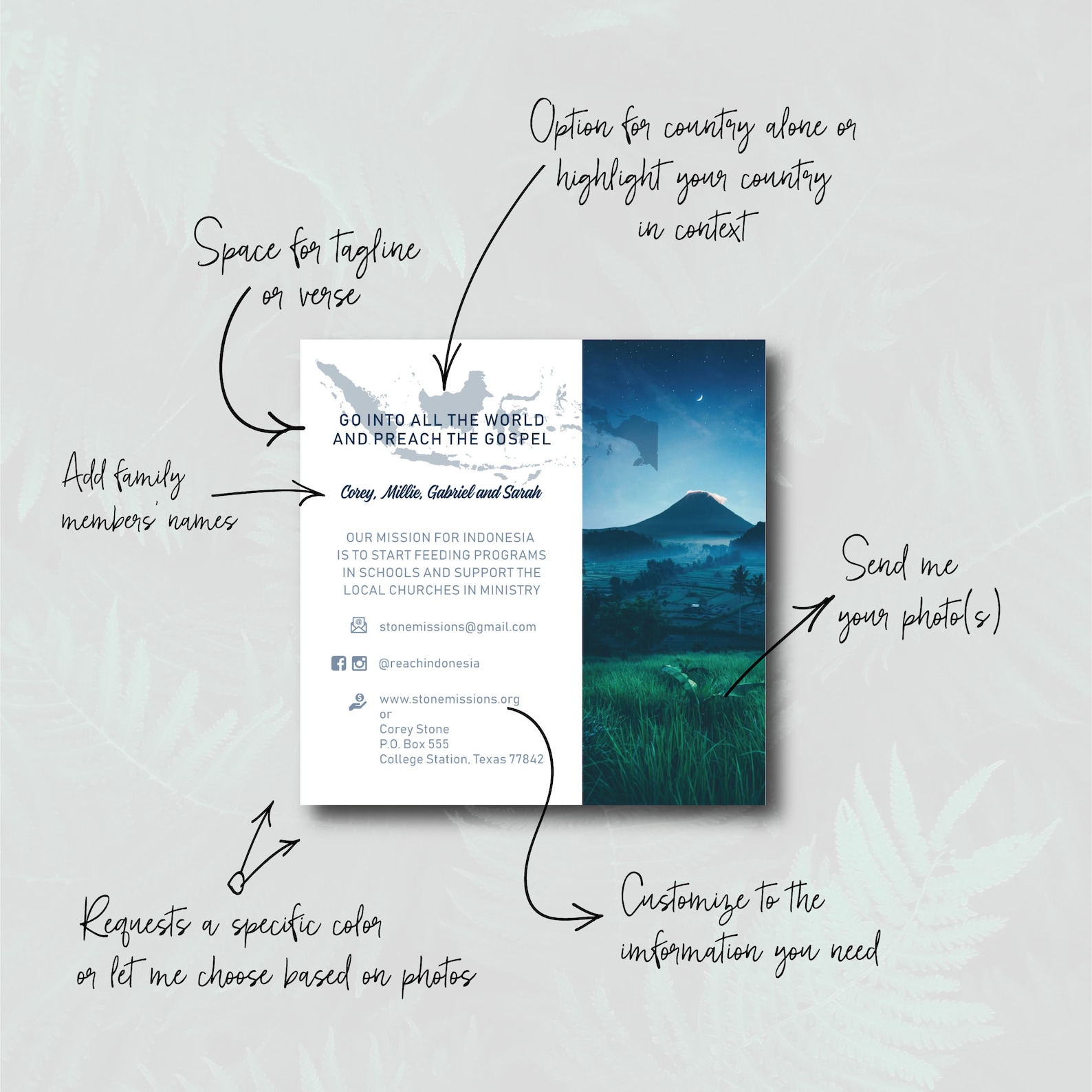 Photo Missionary Prayer Cards Missions Announcement Card- 4 X 4 Square ...