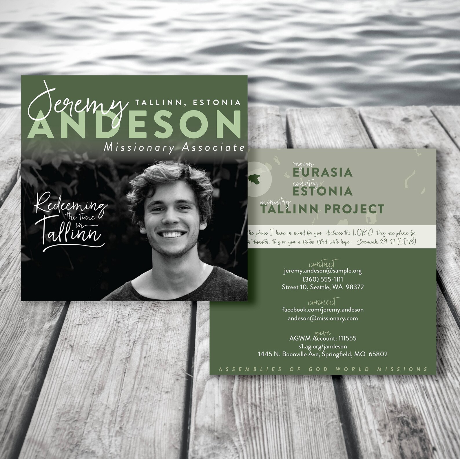 Photo Missionary Prayer Cards Missions Announcement Card- 4 X 4 Square ...