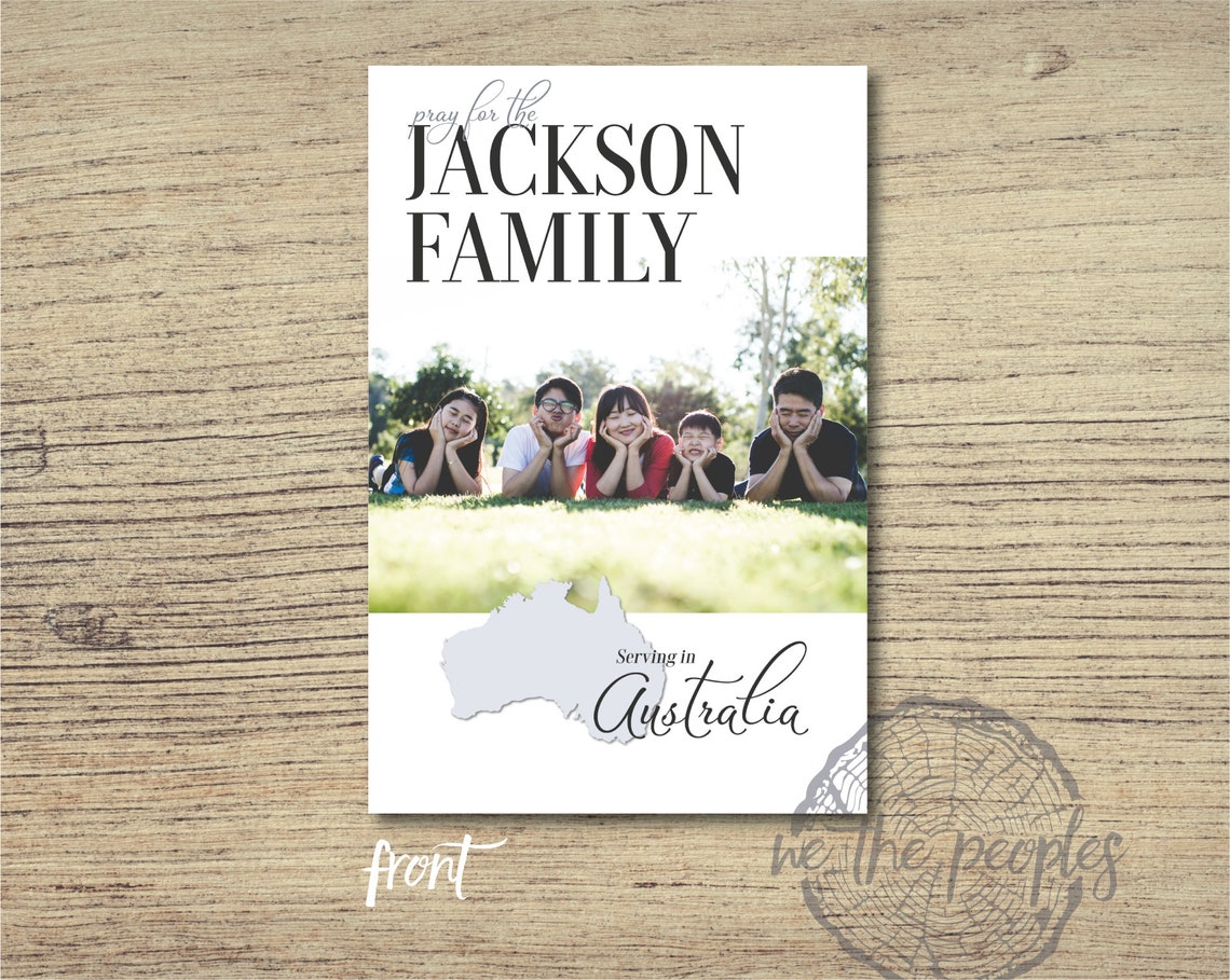 Classy Photo Missionary Prayer Cards Missions Announcement Card - 4 X 6 ...