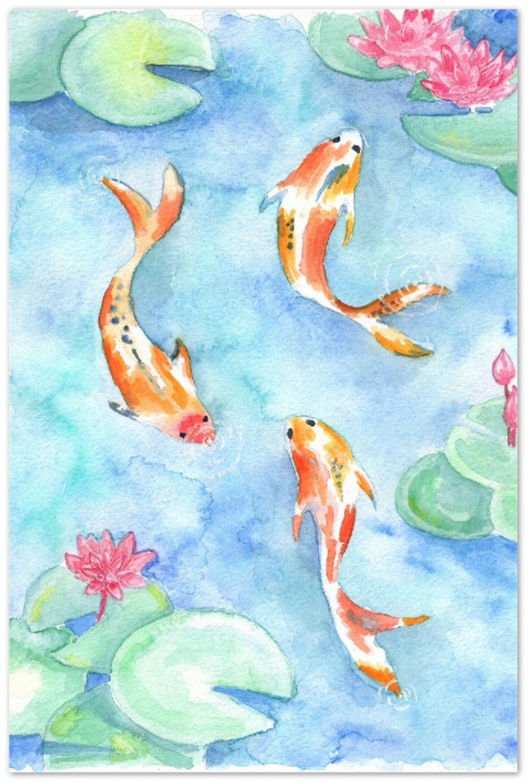 Koi Fish Watercolor Print Etsy