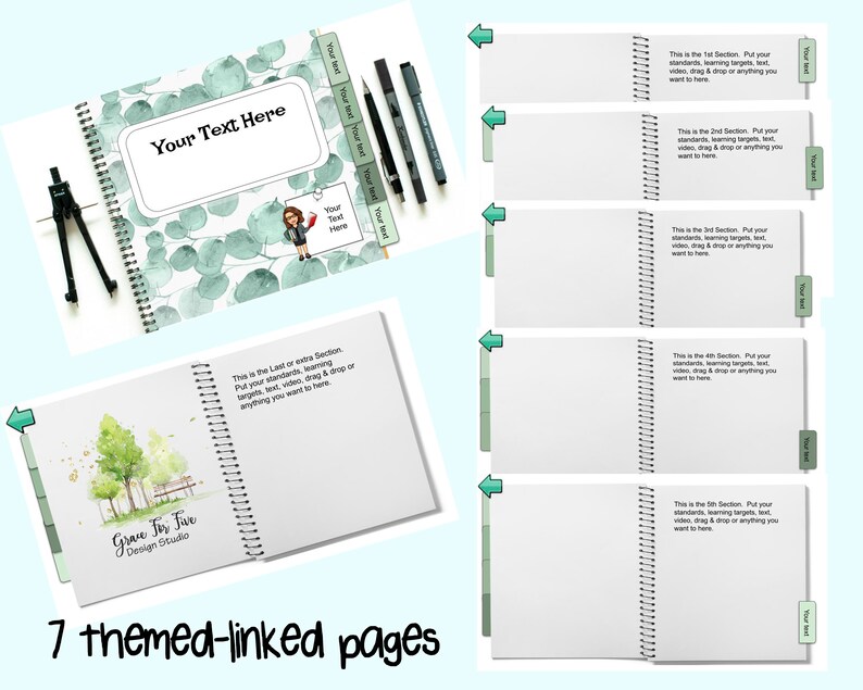 Eucalyptus Themed Digital Interactive Notebook Template | Teacher ...