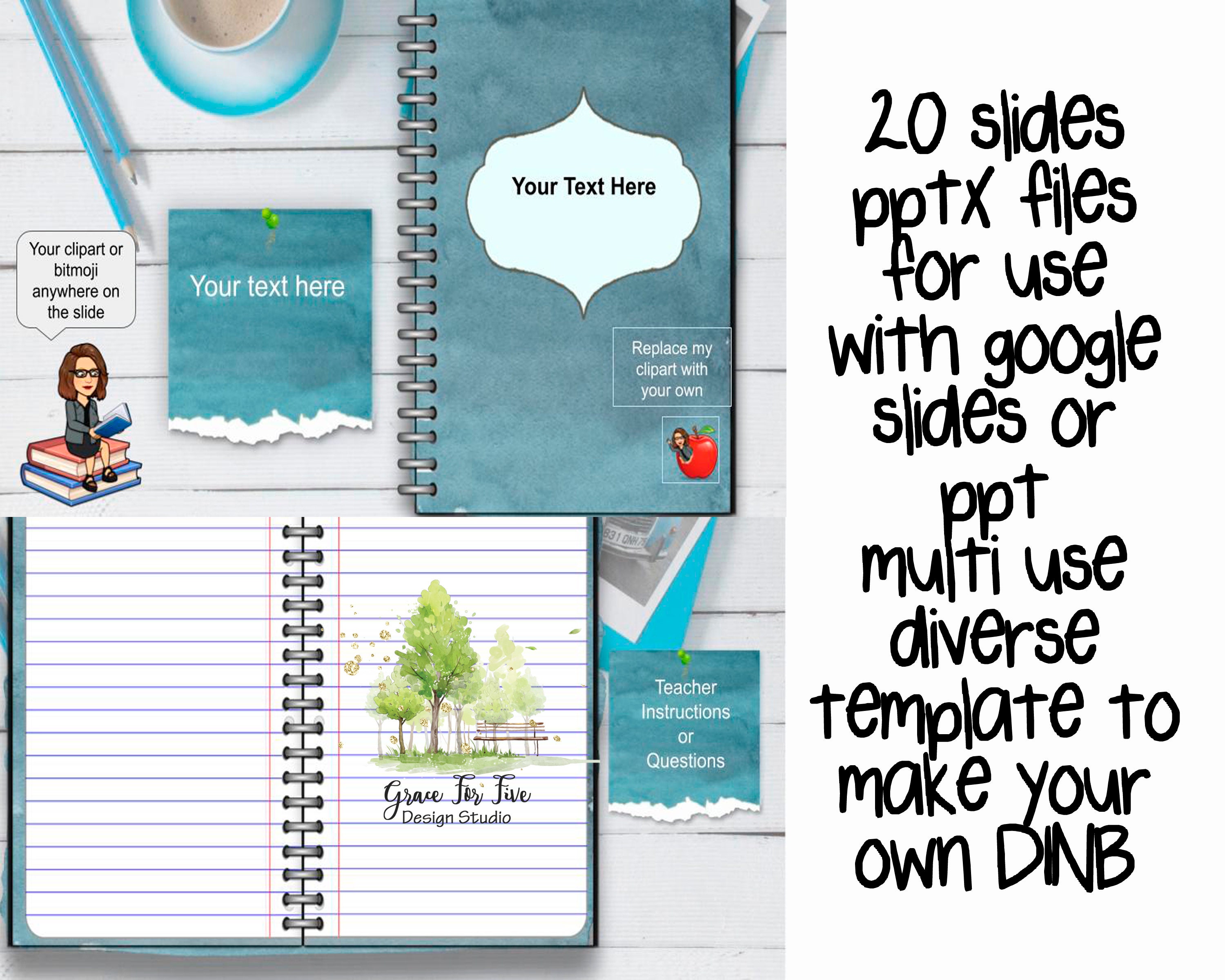 Blue Watercolor Themed Digital Interactive Notebook Template | Instant ...