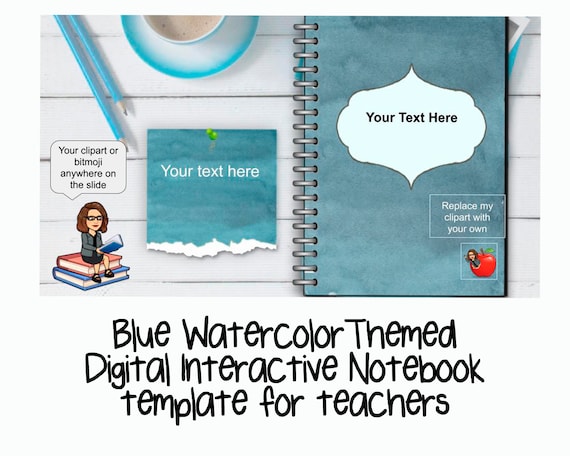 Blue Watercolor Themed Digital Interactive Notebook Template | Etsy