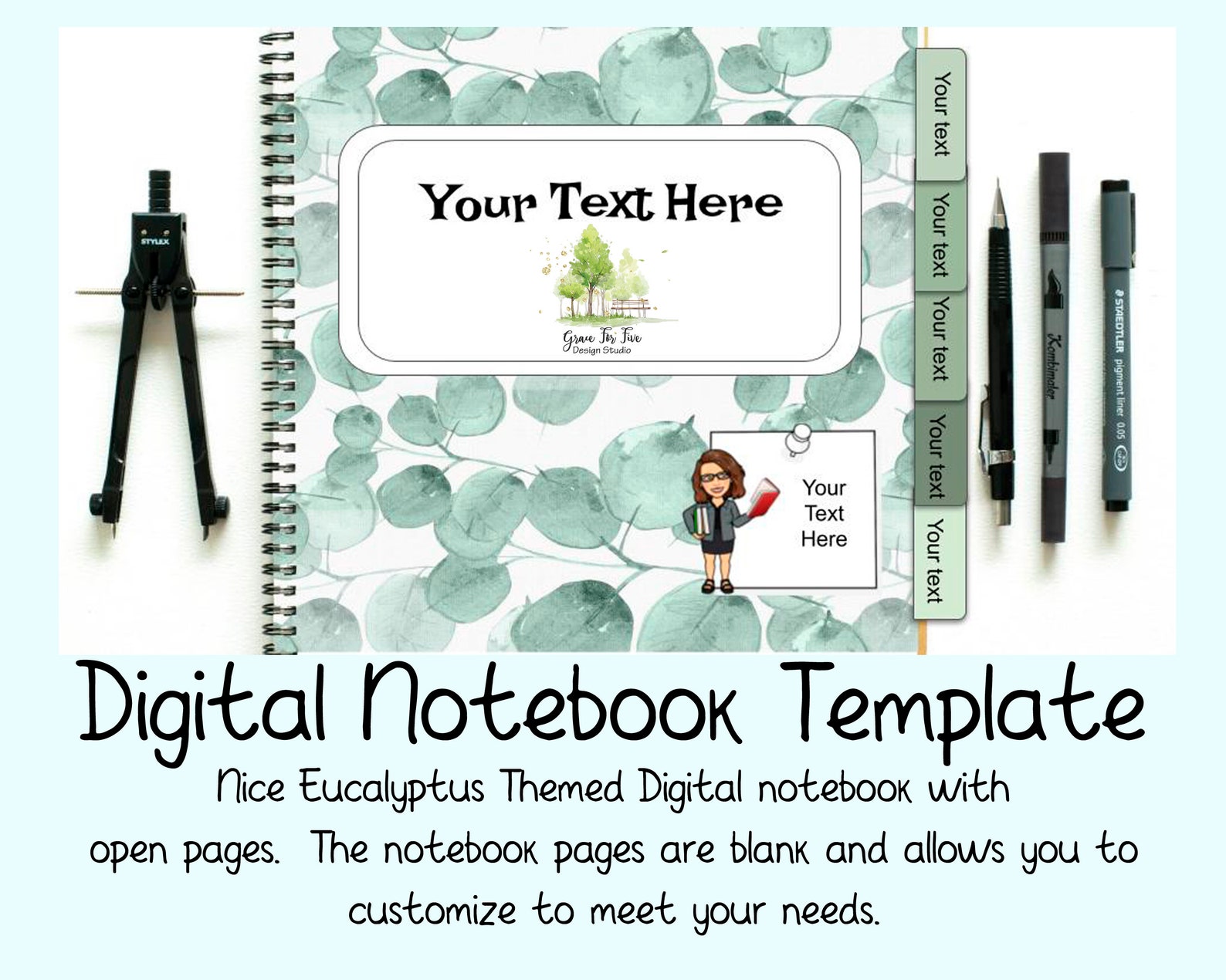 Eucalyptus Themed Digital Interactive Notebook Template | Teacher ...